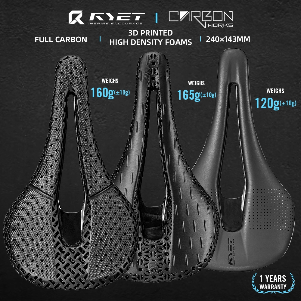 RYET 3D Printed Full Carbon Bicycle Saddle 240mm *143mm 7*9mm Bike EVA Saddle for MTB Gravel ...