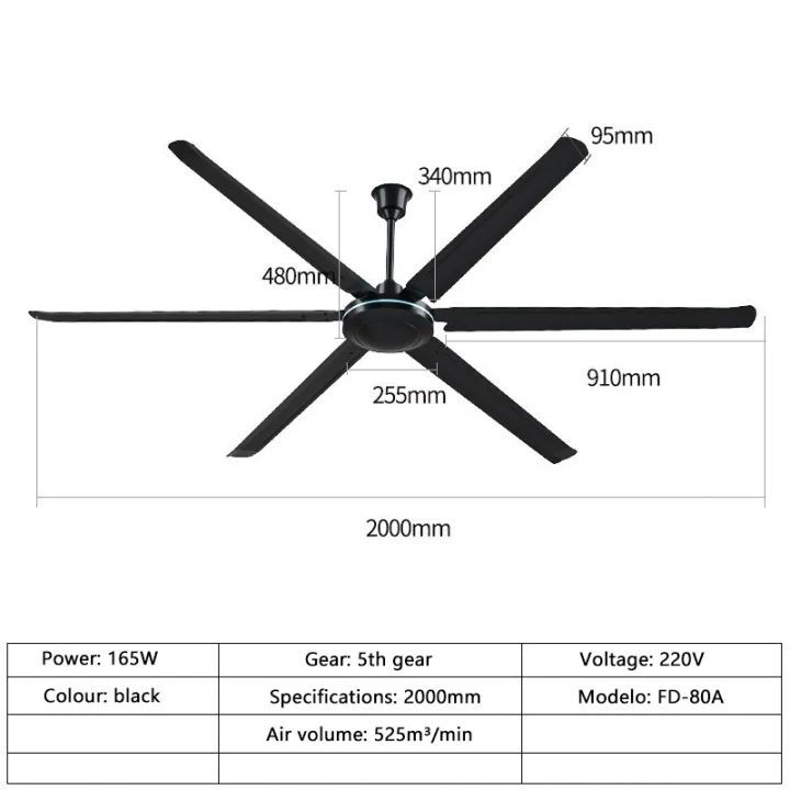 AUX(奥克斯）Industrial Ceiling Fan 80 Inch Heavy Duty 2m Super Windy And ...