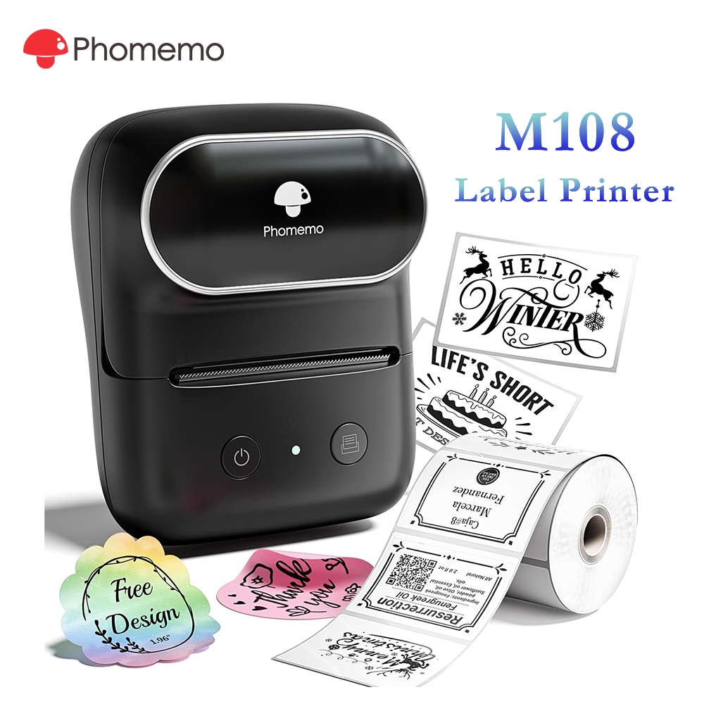 Phomemo M108 Portable Label Sticker Printer,Bluetooth Inkless Thermal ...