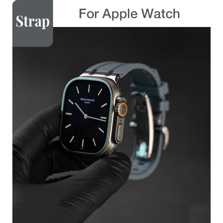 Men Oak Liquid Silicone Fluoride Rubber Strap Suitable for Apple Watch ...