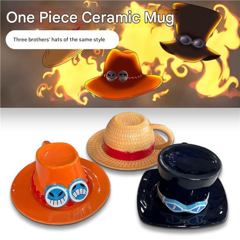 One Piece Anime Ceramic Coffee Mugs and bowl Straw Hat Luffy Mugs Gift ...