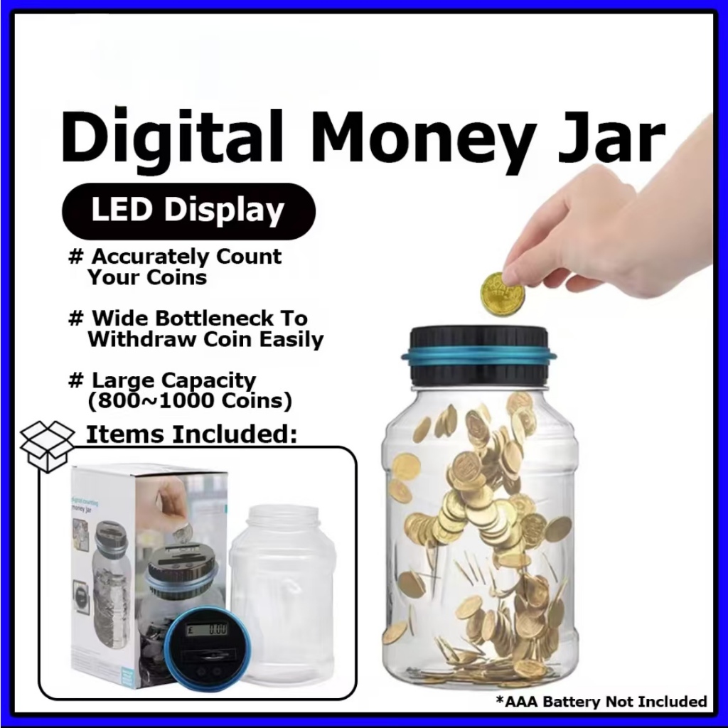 Tabung Duit Digital Piggy Bank Coin Savings LCD Counting Jar Gift ...