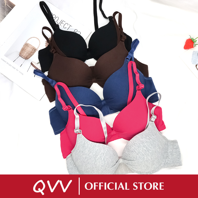 QVV Cotton Bras For Women Wired Bralette Small Chest Push Up Underwear ...