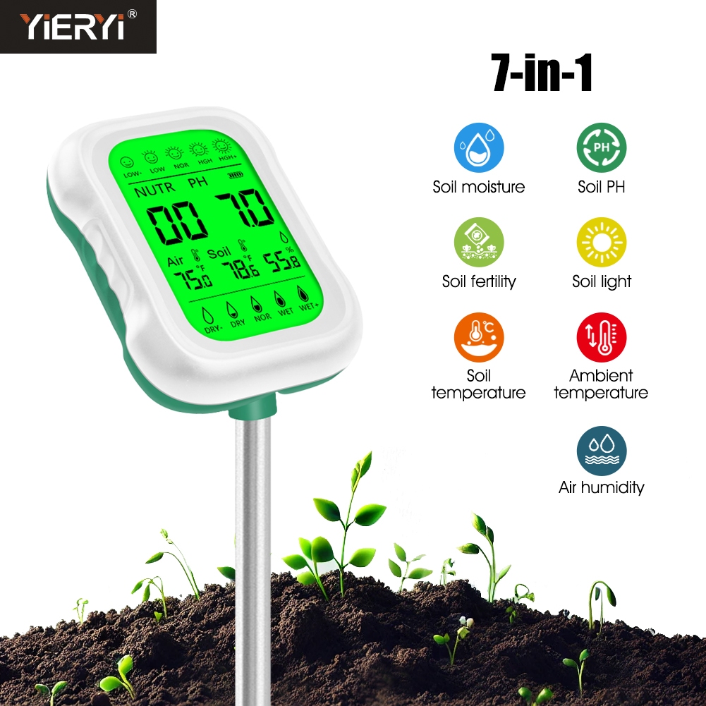 YIERYI 7-in-1 Multi functional Precision Soil Detector PH/Fertility ...