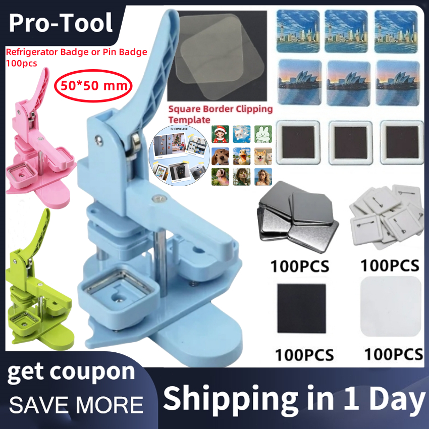 ⭐Local Warehouse+COD⭐ 50x50mm Square Refrigerator Badge Machine with ...