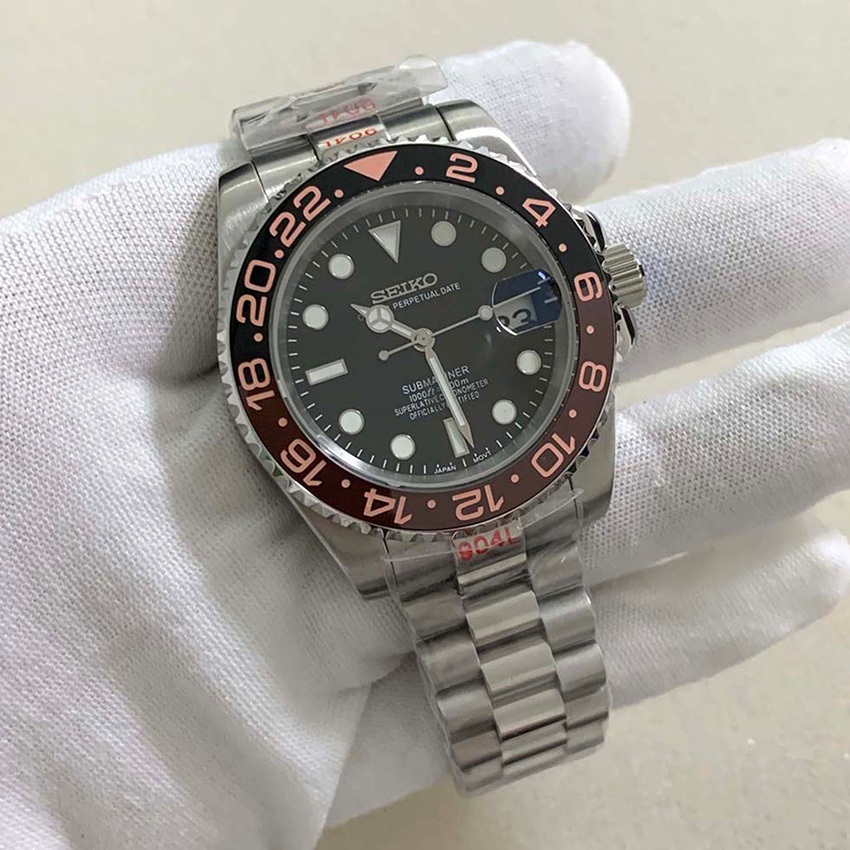 40mm Watch Stainless Steel Sapphire Watch Roller Bead Strap with Japan ...