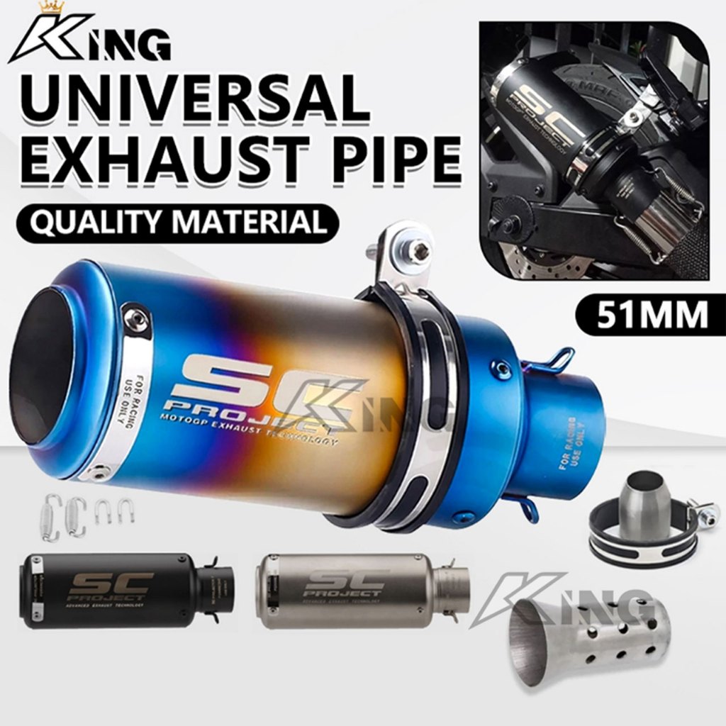 SC PROJECT EXHAUST PIPE UNIVERSAL TAILPIPE MUFFLER 51MM CALIBER ...