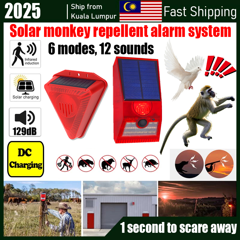 [Malay Spot]Solar Monkey Repellent Ultrasonic long distance With solar ...