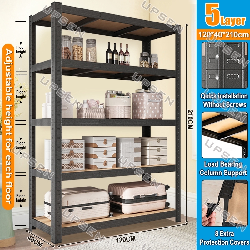 UPSEN 5 tier 120*50*200cm Adjustable Metal Boltless Rack Home Kitchen ...