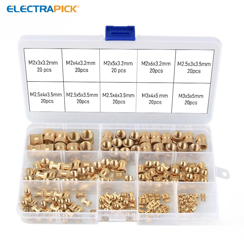 Electrapick 500Pcs Assorted Braas Insert nut Injection Molding Brass ...