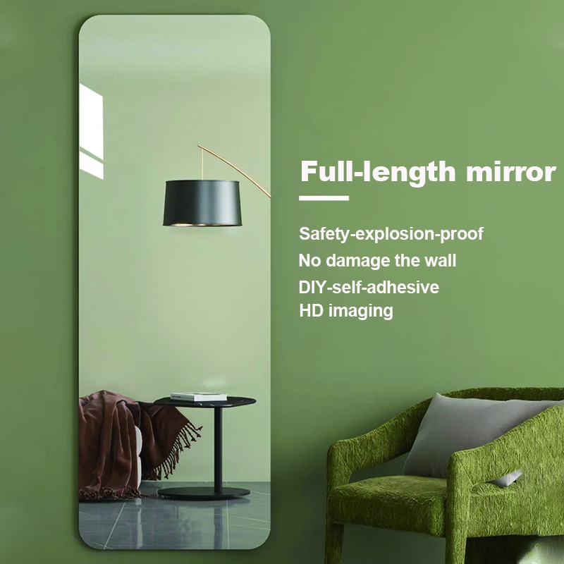 Full Body Mirror Wall Sticker Free Splicing Mirror Cermin Lekat Dinding ...