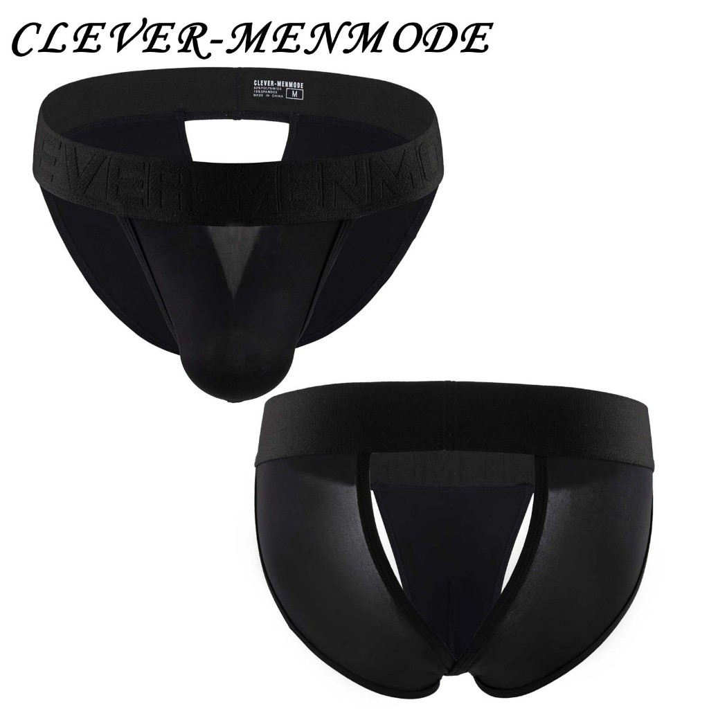 【CLEVER MENMODE】Ice Silk Mens Briefs Elastic Waist Band Open Butt See Through Comfortable ...