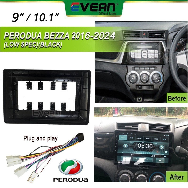 Evean Android Player Casing 10"/9" Perodua Bezza 2016-2024 10inch Frame ...