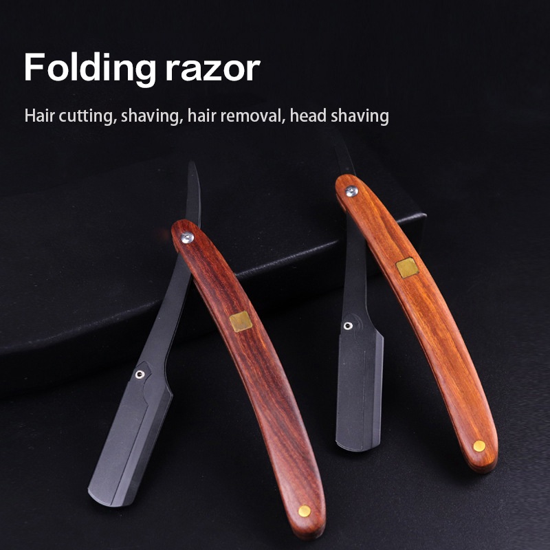 Old Style Manual Shaver Stainless Steel Folding Shaver Color Wood Black ...