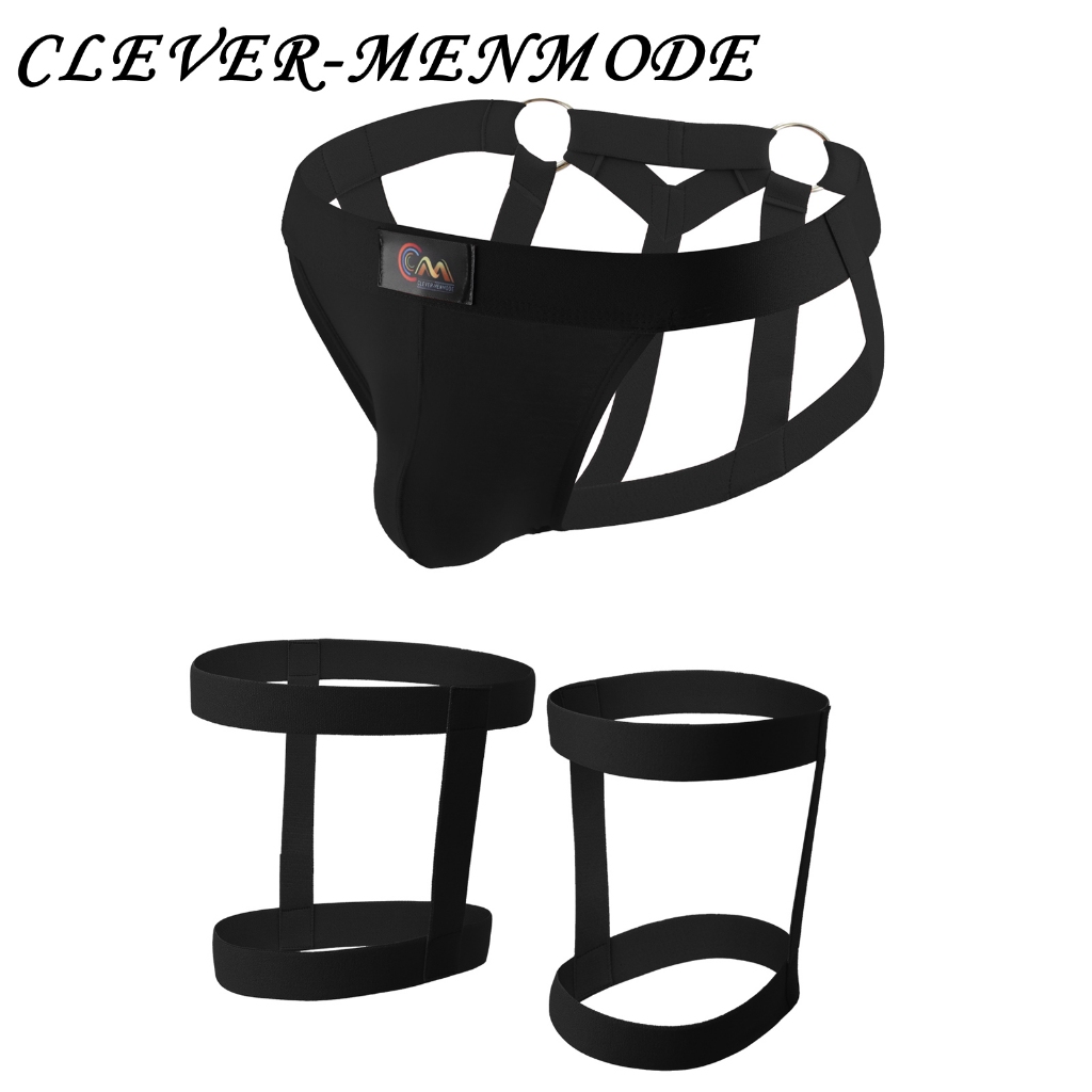【CLEVER-MENMODE】Men Underwear Hollow Out Metal Ring Thong G String Leg ...