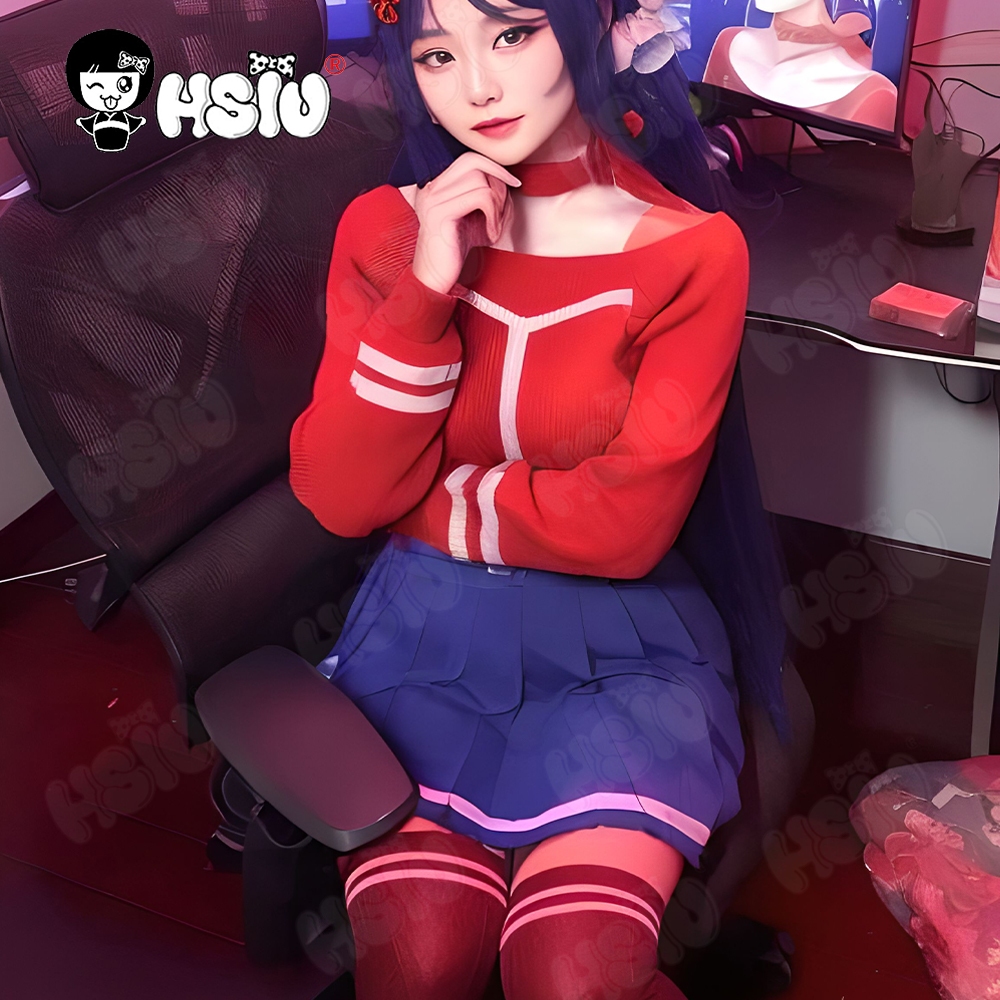 Mita Cosplay Costume Wig HSIU 80CM Blue double ponytail long hair JK School Uniform Game MiSide ...