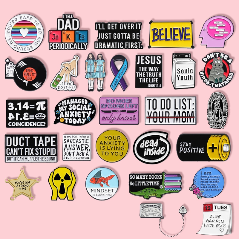 Creative English Text Enamel Pin Retro Music CD Enamel Brooch ...