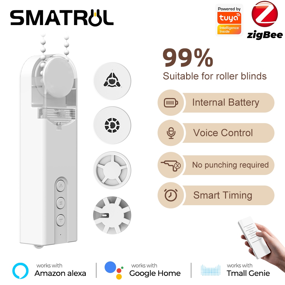 SMATRUL Zigbee Tuya Curtain Motor Smart Roller Shutter Motor Curtain Opener Closer Timing Voice ...