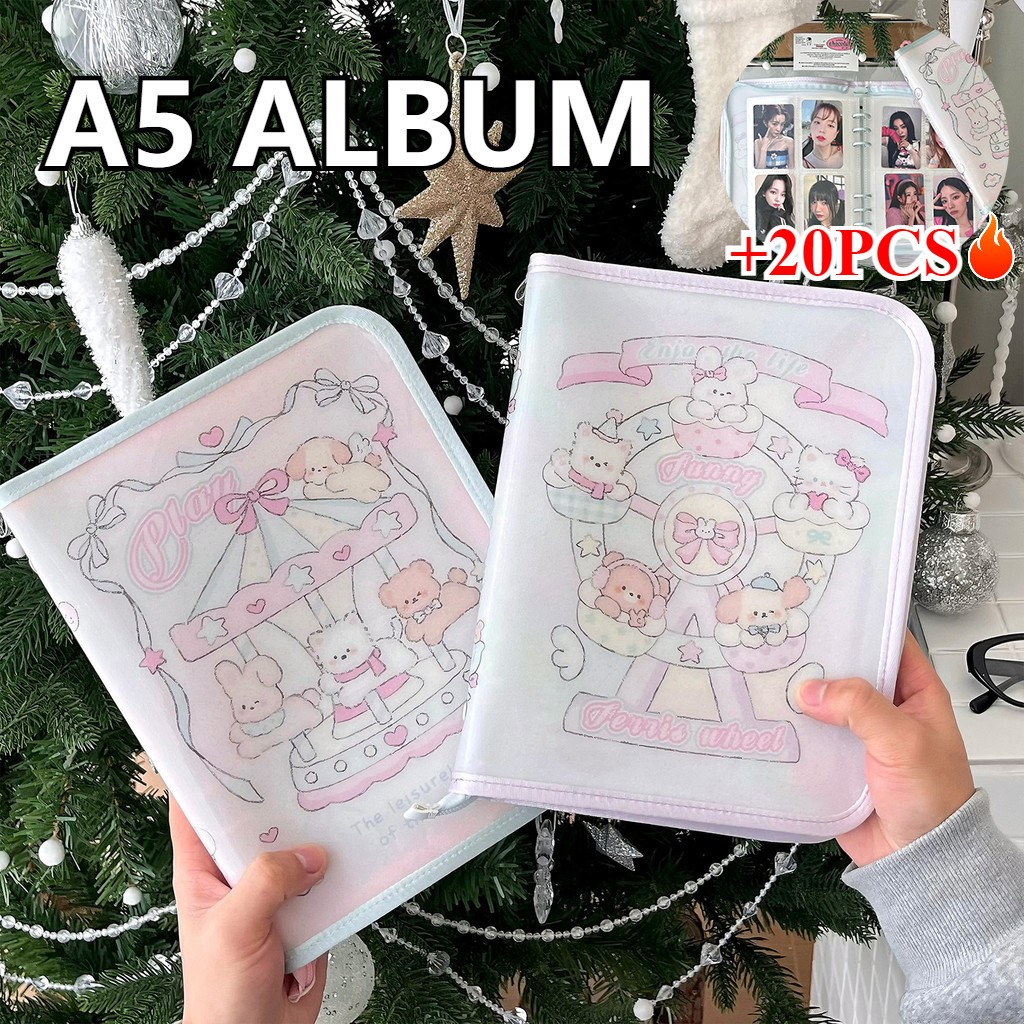 Cute Korean A5 Zipper Binder Photo Album Carousel Kpop Photocard ...