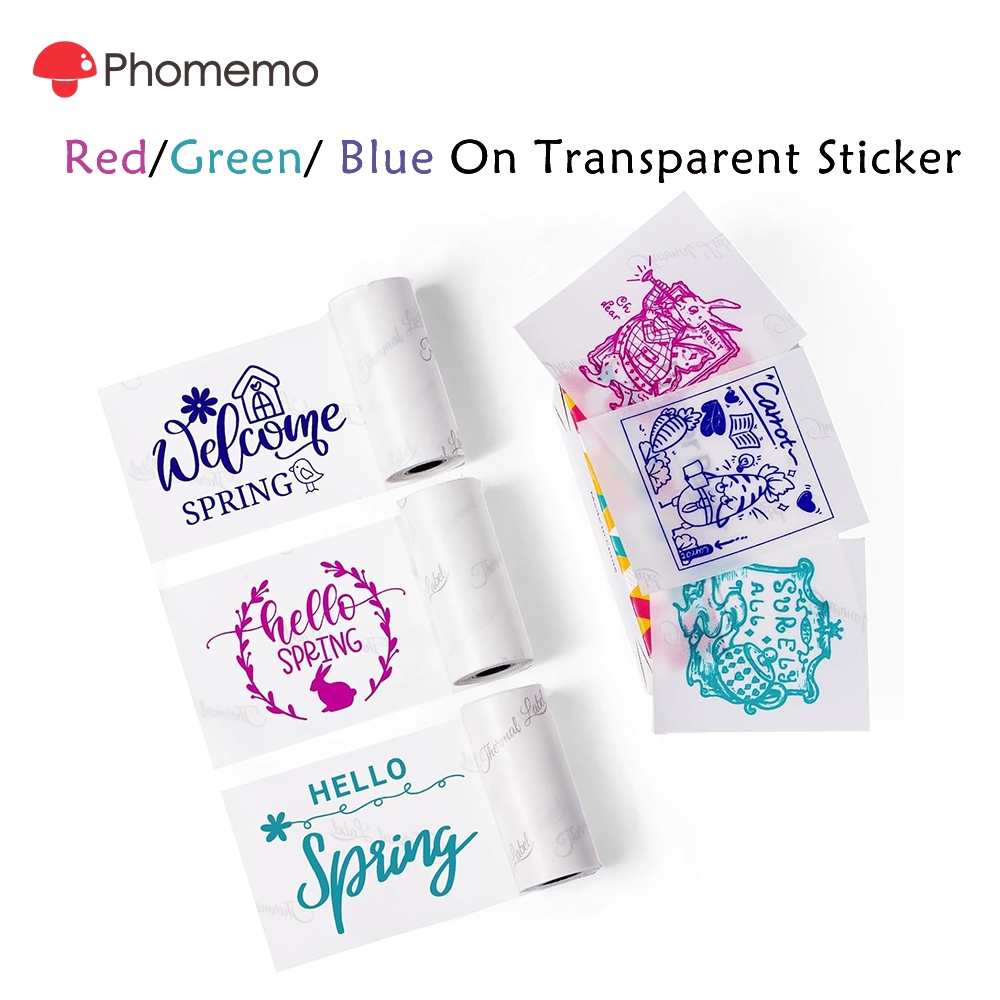 Phomemo T02 Transparent Sticker,Red/Blue/Green Text on Clear Label For ...