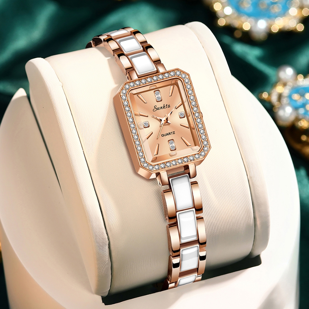 LIGE x Sunkta Watch Woman Diamond Retro Waterproof Quartz Fashion ...