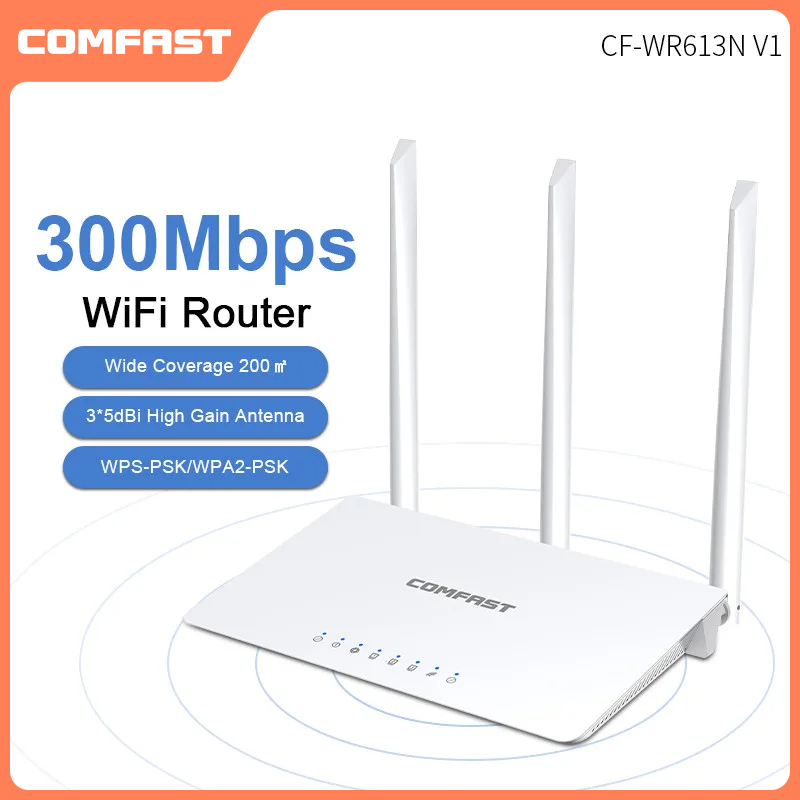 COMFAST 300Mbps Home Wireless Router with 3*5dBi High Gain Antennas Wider Coverage 3*10/100Mbps ...