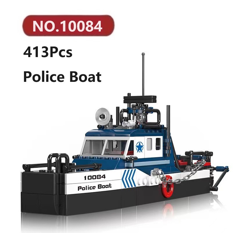Police Boat Building Blocks 413 Pcs Mould King Ship Bricks Toy Set ...