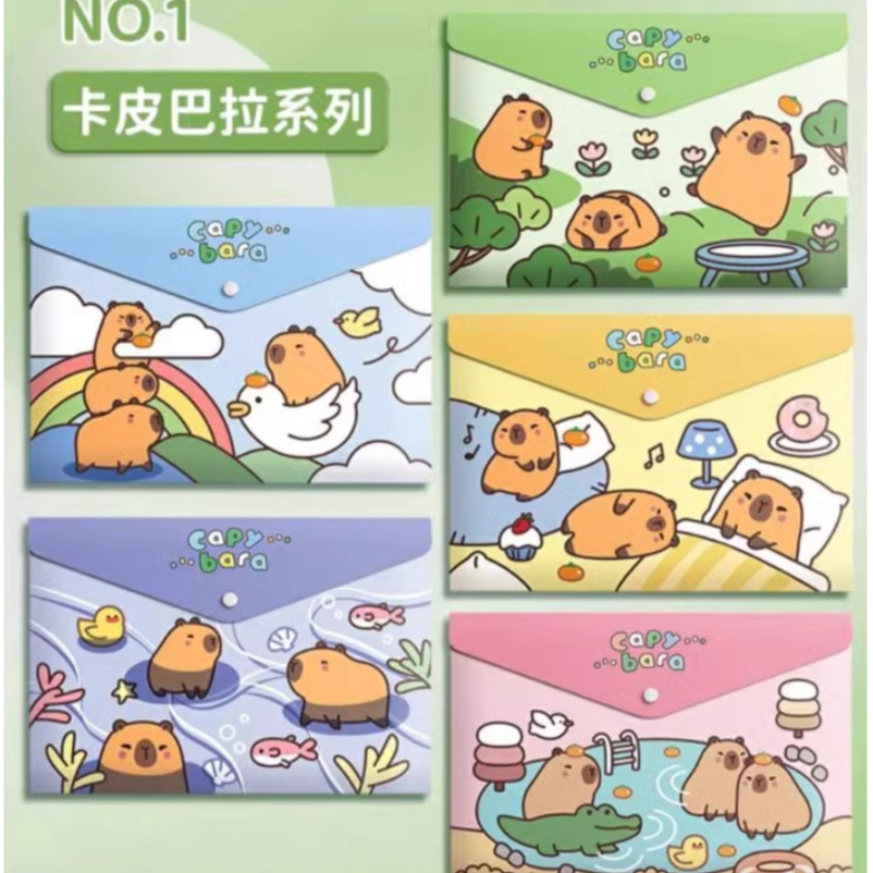 Capybara A4 PVC File Buckle Pocket Folder Stationery Storage Paper ...