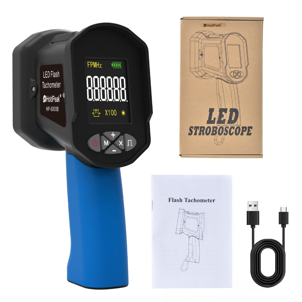 Digital Handheld Stroboscope HP-8000B, LED Flash Strobe Tachometer ...