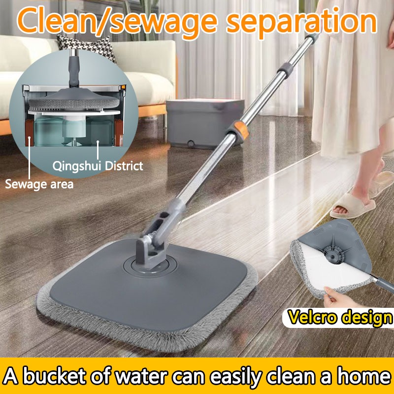 Spin Mop Clean Water and Sewage Separation With Bucket 360 Rotating Floor Cleaning mop lantai ...