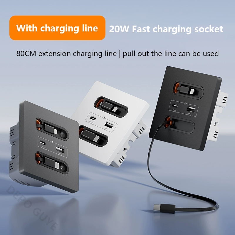 DepoGuye Universal Smart Socket With Charging line 20W Fast Charge USB ...