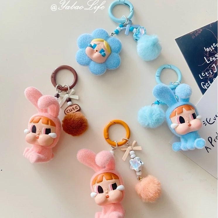 POPMART Crybaby phone strap Creative bag Charm keychain Mini Plush cry ...