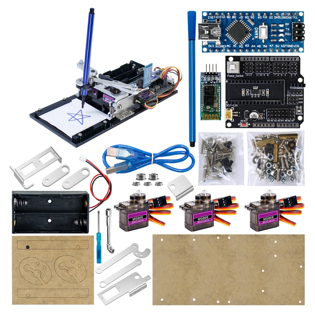 LAFVIN Microcontroller Robotic Arm Drawing Kit Programmable DIY Drawing ...