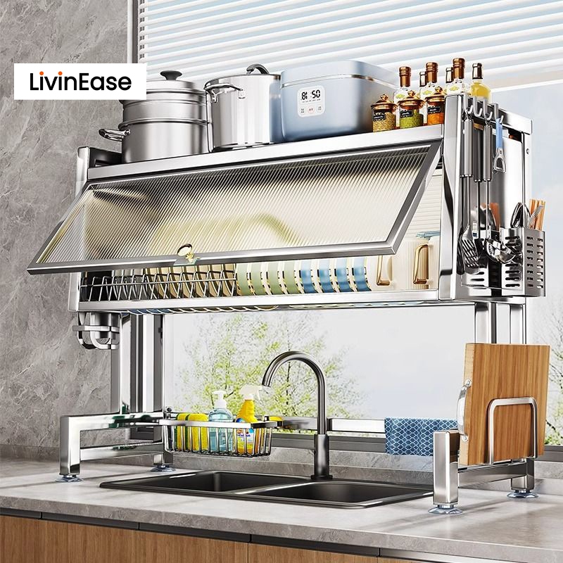 LivinEase Sus 304 Dish Rack Organizer With Cabinet Over Sink Dish ...