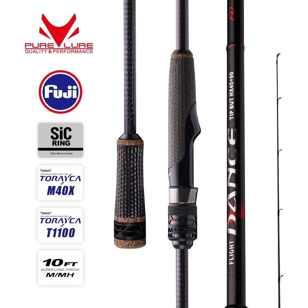 PURELURE Dance Bass High Carbon Long Throwing Spinning Rod (10ft ...