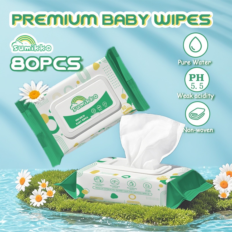 SUMIKKO 80PCS NON ALCOHOL PREMIUM BABY WIPES / BABY WET TISSUE ANTI ...
