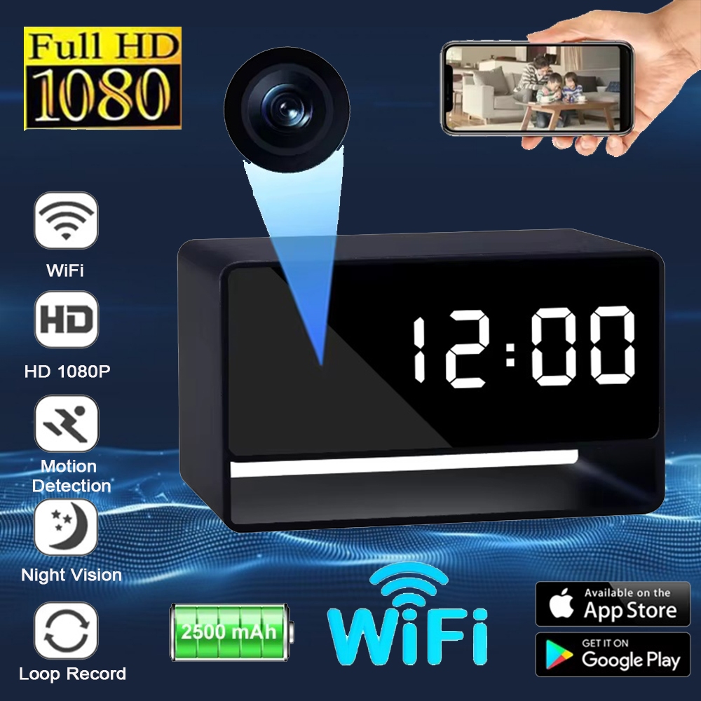 2025 4K high-definition WIFI clock camera wide-angle camera, infrared ...