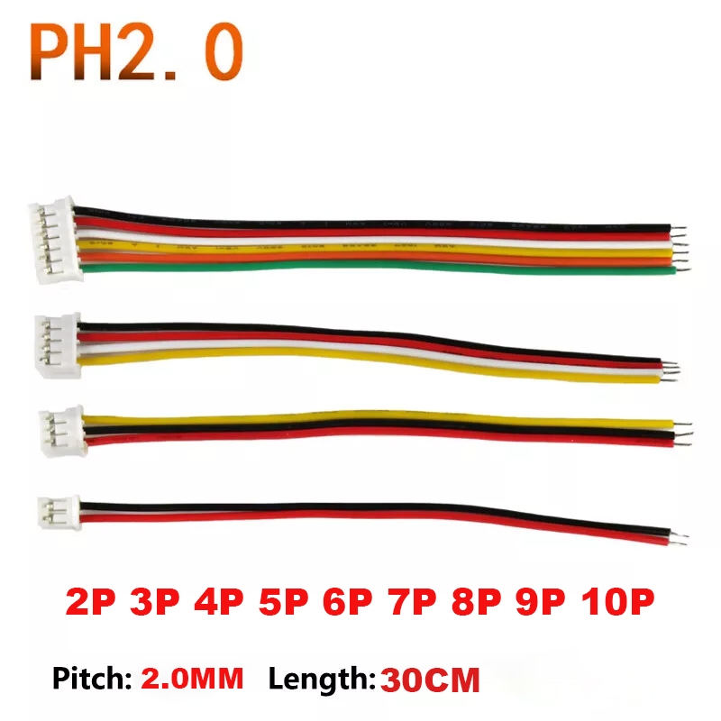 Length 300mm Mini Micro Connector PH2.0mm Terminal Wire 2~10Pin Male ...