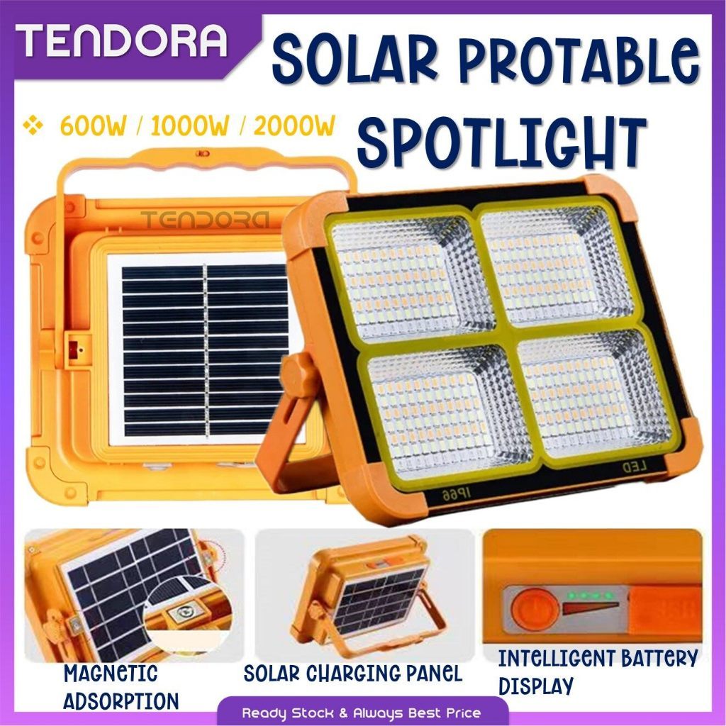600W/1000W/2000w Solar Flood Light Outdoor LED Spotlight Portable Work ...