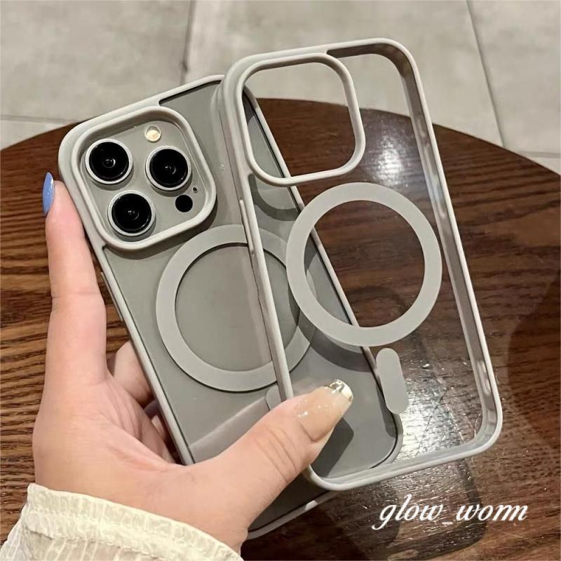 Magnetic Acrylic Titanium Gray Phone Case Compatible For iPhone 16 15 ...