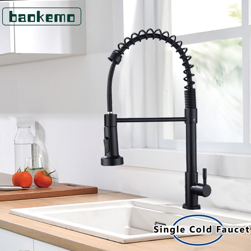 Spring Pull Out Faucet with Two Modes Sprayer Single Handle High Arc ...