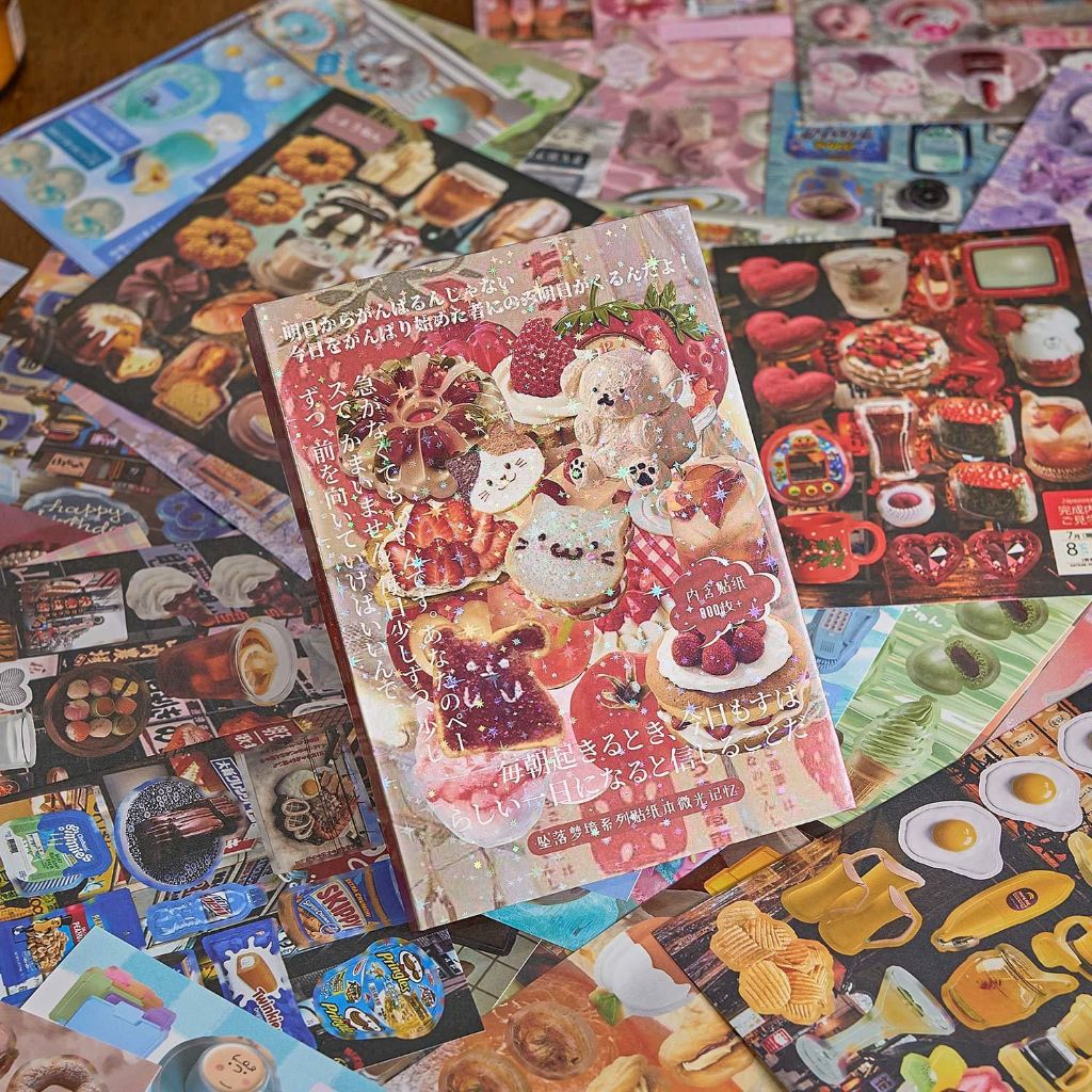 OHAYA | Japanese Dessert Gourmet Sticker Book Mass Sale Cut Film Sticker Book Bright Sparkling ...