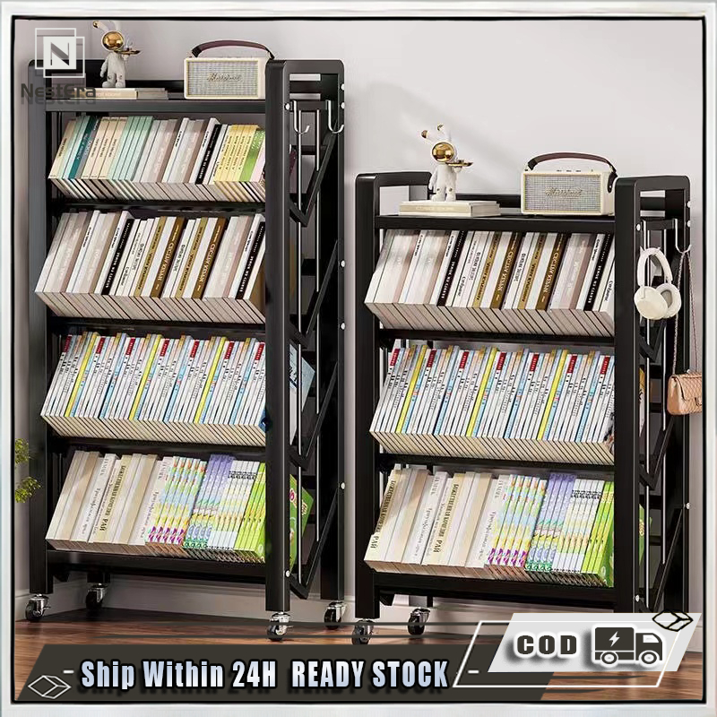 Bookshelf Rak Buku Kanak Kanak Almari Buku Steel Metal Book Rack Besi ...