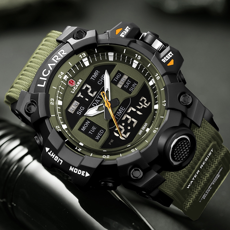 LICARR Original Brand Watch Dual Display Waterproof Casual Sports Trend ...