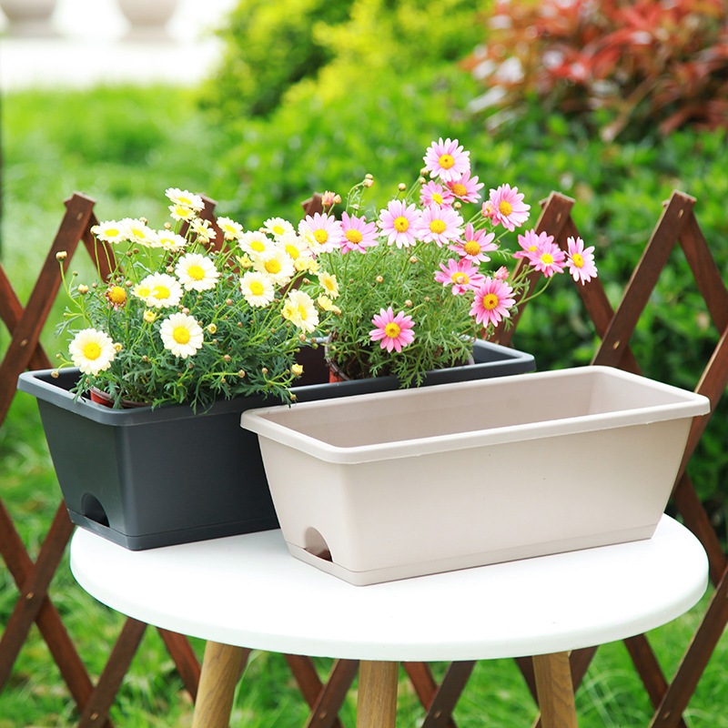 Long Planting Pot Plastic Flower Pot With Tray Flower Vegetable Box ...