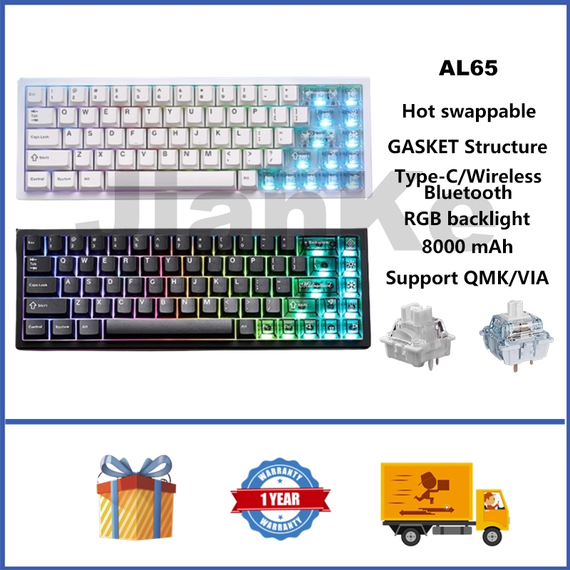 YUNZII AL65 Aluminum Wireless Mechanical Keyboard 65% Hot swappable RGB ...