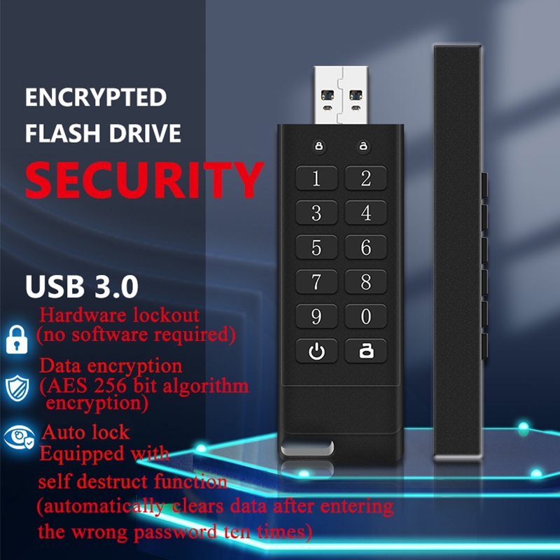 Secure USB Drive , 256GB Encrypted Flash Hardware Password , With ...