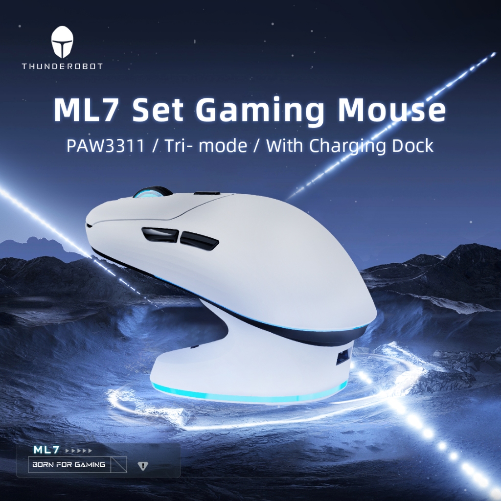 Thunderobot ML7 Gaming Mouse With Charging Dock Long Battery Life Tri ...
