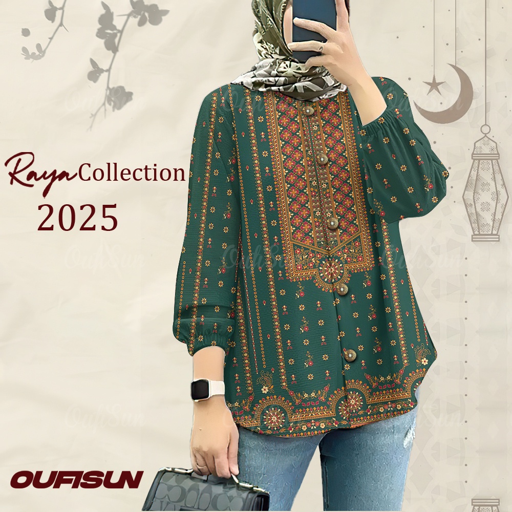 2024 Baju Raya Retro ethnic Muslimah Blouse Baju Muslim clothes plus ...
