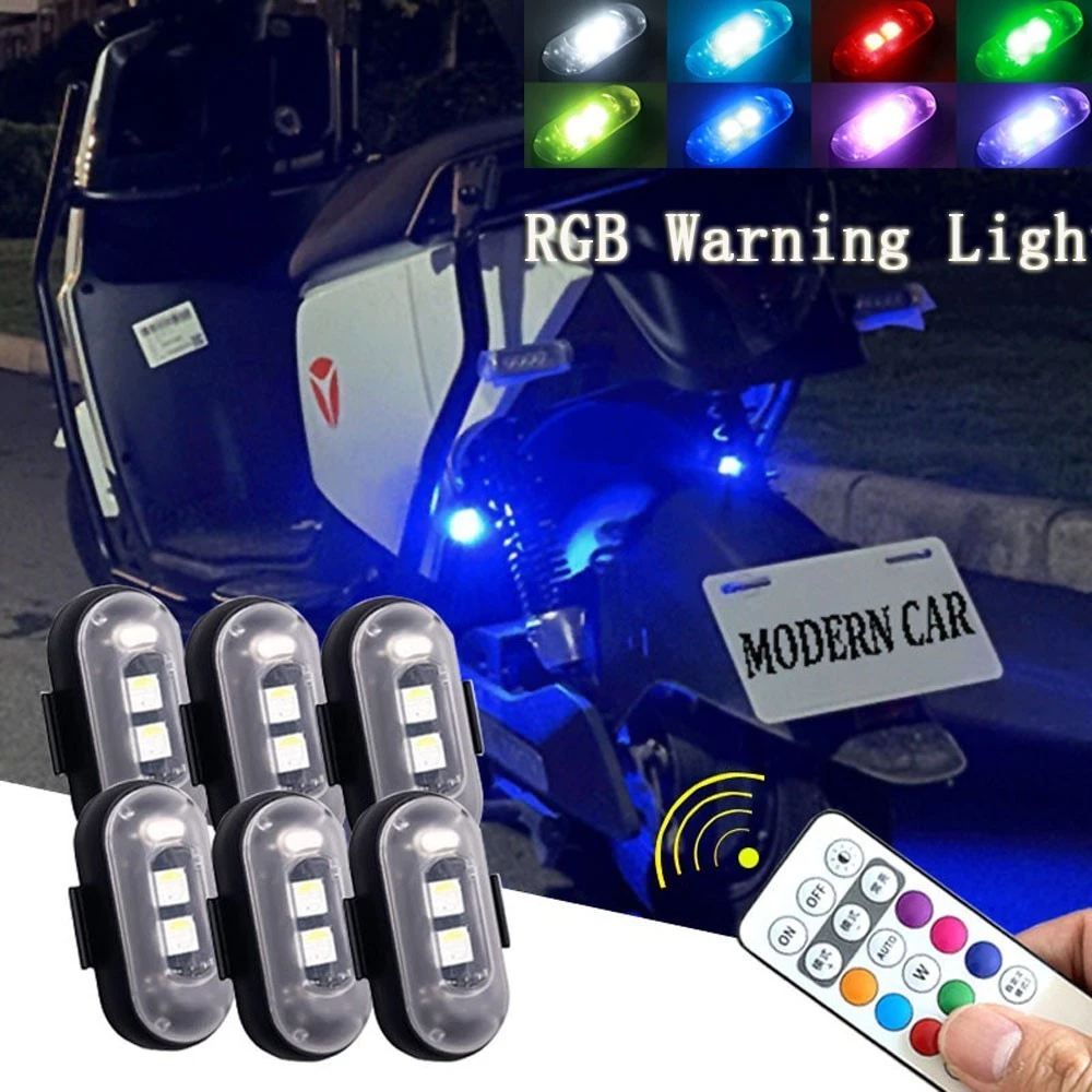 8Pcs Wireless USB Rechargeable Remote Control LED Anti-collision Safety ...